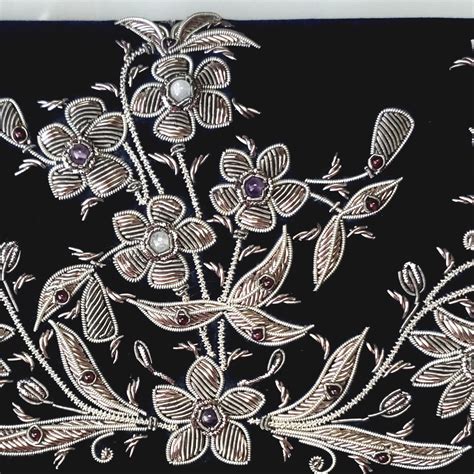 Navy Blue Velvet Evening Clutch Bag Embroidered With Antique Etsy