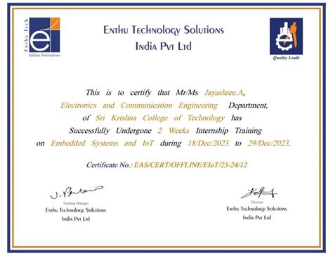 Jayashree Arjunan On Linkedin Iot Embeddedsystems Internshipcomplete Enthu