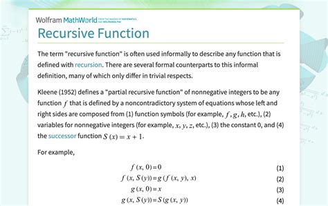 Recursive Function From Wolfram MathWorld