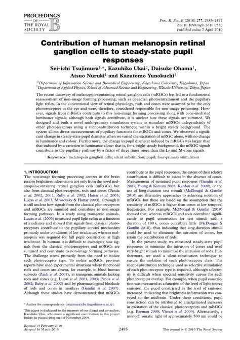 Pdf Contribution Of Human Melanopsin Retinal Ganglion Cells To Steady