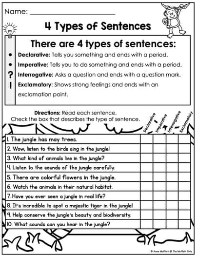 Sentences Part 1 No Prep By The Moffatt Girls Tpt