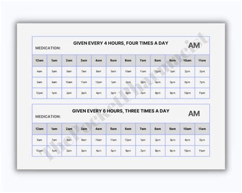 Medicine Daily Dosing Schedule I Medication Time I Dose Timing Etsy
