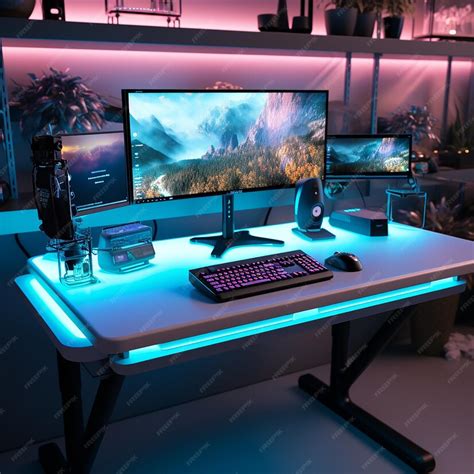 Premium Photo Desktop Is Only Display And Keyboard Mouse