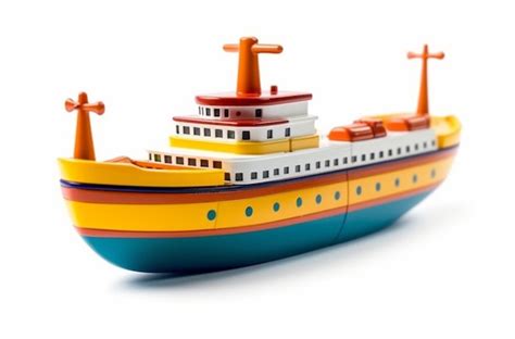 Premium Ai Image A Toy Ship That Has A Red Stripe On The Side