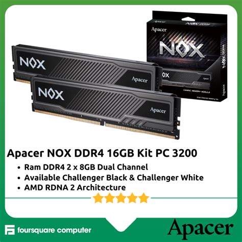 Jual Apacer Nox Gaming Ddr4 16gb Kit 2 X 8gb Pc 3200 Hitam Putih Ram Memory Komputer Longdimm