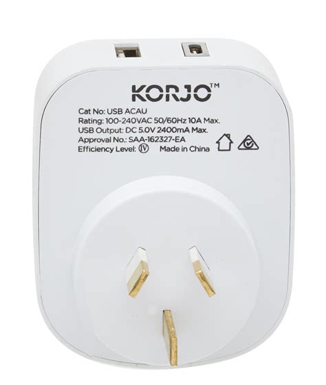 Usb A C Power Adaptor For Australia Korjo
