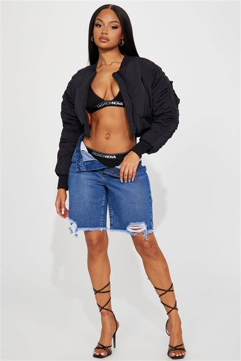 Brandy Non Stretch Denim Bermuda Shorts Medium Wash Fashion Nova