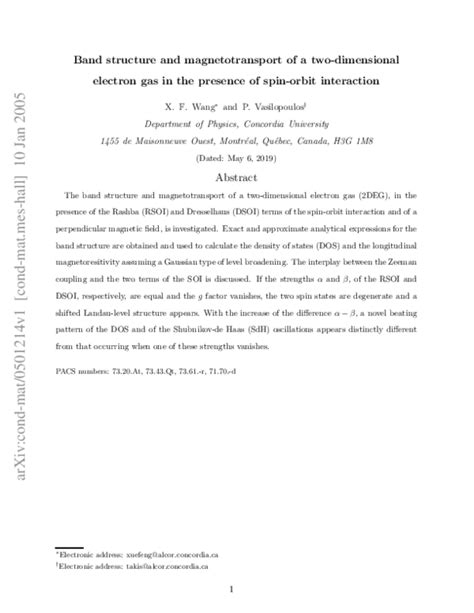 Pdf Band Structure And Magnetotransport Of A Two Dimensional Electron Gas In The Presence Of