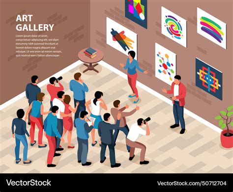 Isometric Art Gallery Background Royalty Free Vector Image
