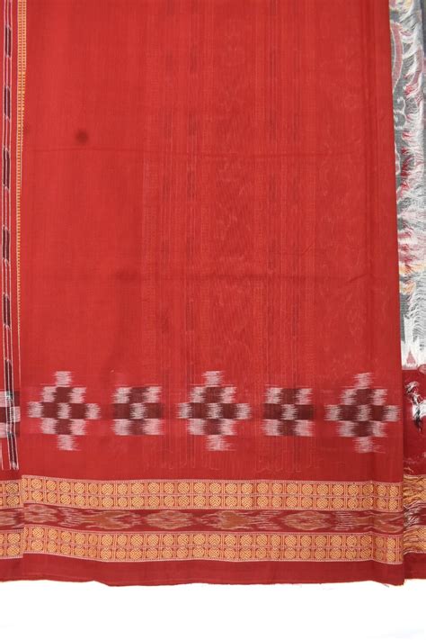 Lite Colour Pasapali Border Sambalpuri Handloom Cotton Bandha Saree