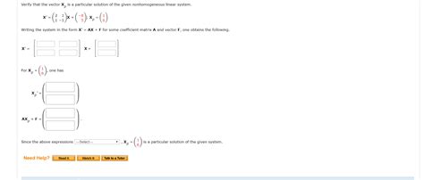 Solved Verify That The Vector X Is A Particular Solution Of Chegg Com