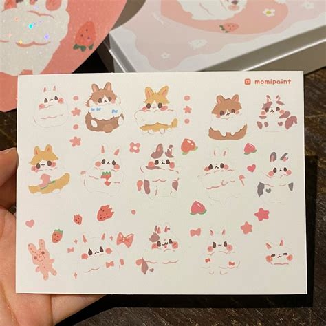 寶寶兔兔防水刀模貼紙 設計館 Momi哞咪插畫 貼紙 Pinkoi