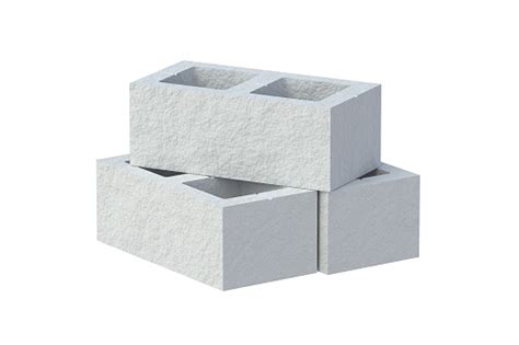 흰색 배경에 고립 된 거친 콘크리트 블록의 더미 구멍이 있는 건설 콘크리트 벽돌 건축 자재 3d 렌더링 3가지 개체에 대한 스톡 사진 및 기타 이미지 Istock