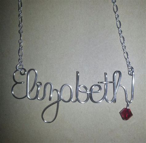 Silver Plated Personalized Wire Name Necklace Optional Birthstone
