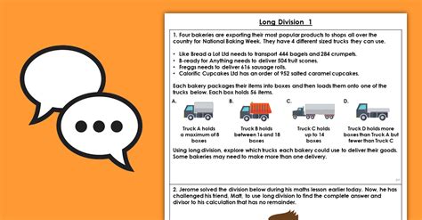 Four Operations Year 6 Long Division Discussion Problems Classroom Secrets Classroom Secrets