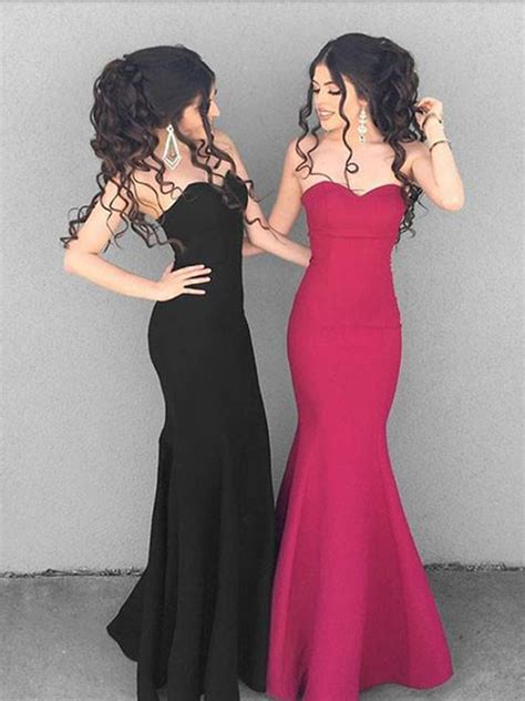 Elegant Sweetheart Neck Floor Length Mermaid Black Prom Dress Mermaid