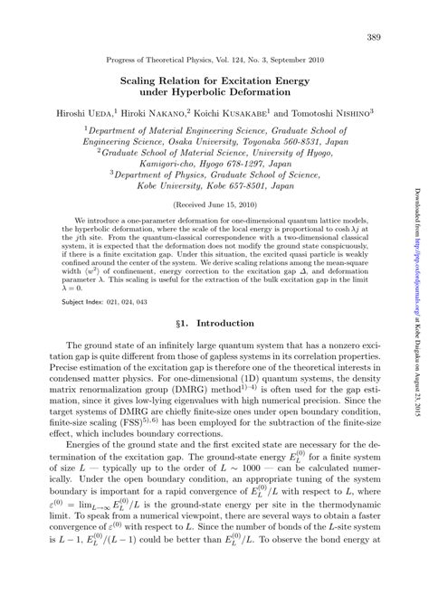 Pdf Scaling Relation For Excitation Energy Under Hyperbolic Deformation