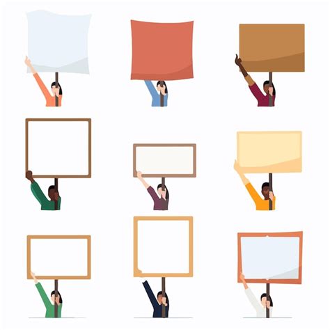 Hands Holding Blank Placards Sign Boards On Sticks Premium Ai