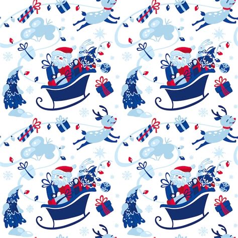 Premium Vector Santa Claus Rides A Sleigh Through The Winter Forest