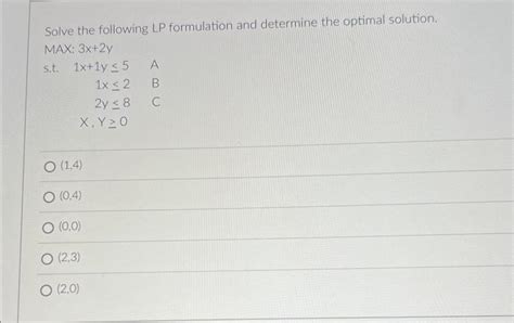 Solved Solve The Following LP Formulation And Determine The Chegg
