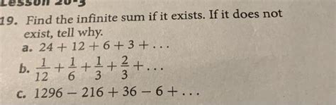 Solved 9 Find The Infinite Sum If It Exists If It Does Not