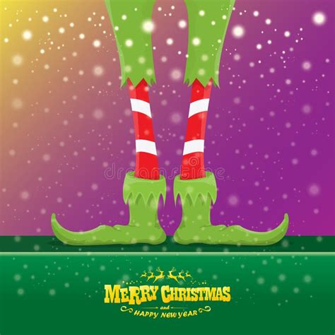 Vector Creative Merry Christmas Greeting Card With Cartoon Elfs Legs