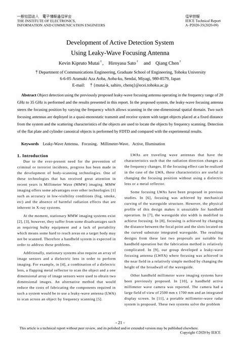 Pdf Development Of Active Detection System Using Leaky Wave Dokumentips