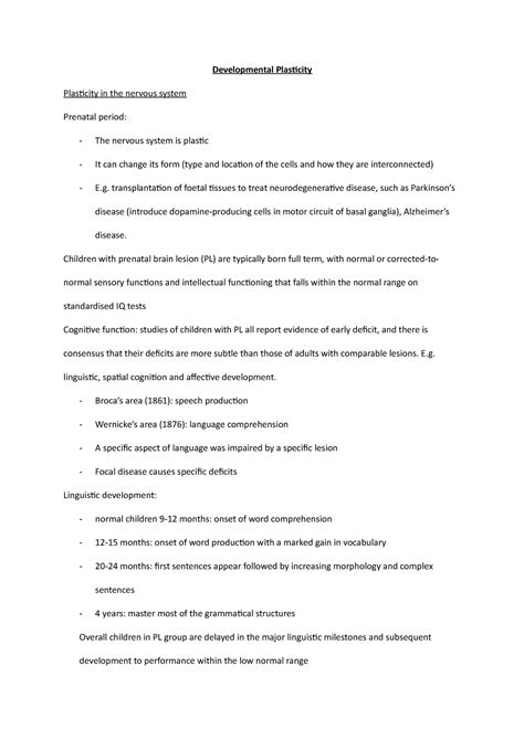 Developmental Plasticity Bb L5 Developmental Plasticity Plasticity In