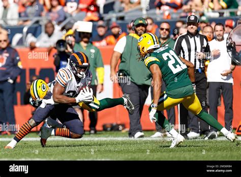Chicago Bears Running Back Khalil Herbert 24 Is Tackled By Green Bay