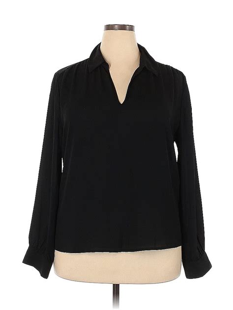 New York And Company 100 Polyester Black Long Sleeve Blouse Size Xxl