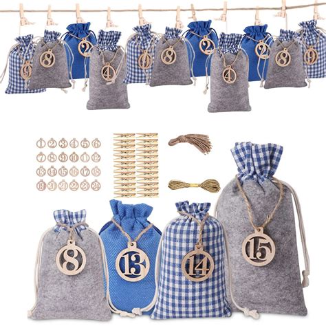 Conjunto De 24 Bolsas De Regalo Numeradas Para Calendario De Adviento