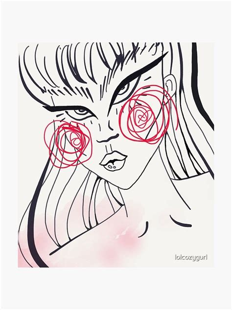 Edgy Swirl Girl Line Art Sticker For Sale By Lolcozygurl Redbubble