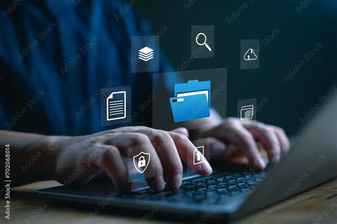 Dms Document Management System Concept Businessman Using Laptop Connecting To Digital File