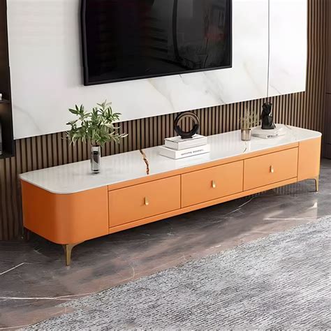 Contemporary Glass Tv Stand With 3 Drawers And Sleek Design And Legs 79l