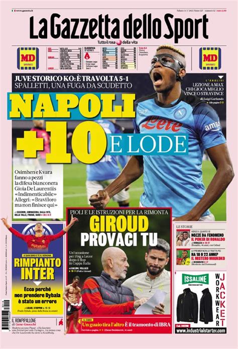 Todays Papers Stellar Napoli Juventus Shame Football Italia