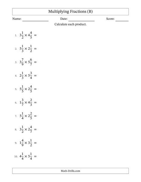 Multiplying Two Mixed Fractions With Some Simplification B