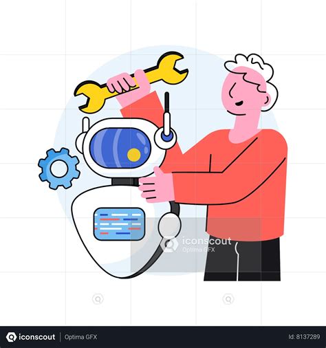 Man Developing A Robot Assistant Animated Illustration Download In Json Lottie Or Mp4 Format