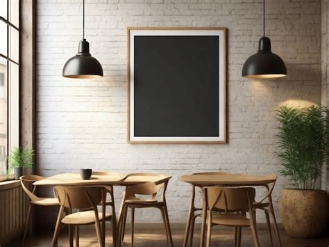 Premium Ai Image Interior Of The Restaurant With Blank Canvas 3d