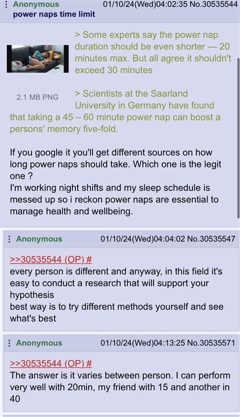 Anon Puts Arbitrary Limits On His Power Naps Rgreentext
