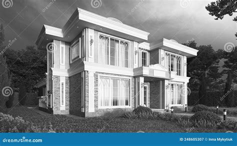 Classic Modern House 3d Rendering Stock Illustration Illustration Of Home Classic 248605307