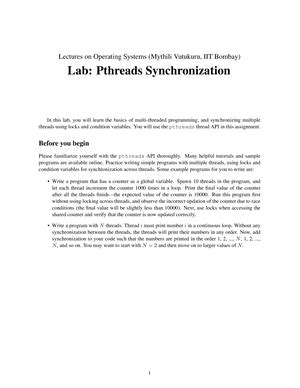 Ps Concurrency Practice Problems Concurrency Lectures On Operating Systems Mythili