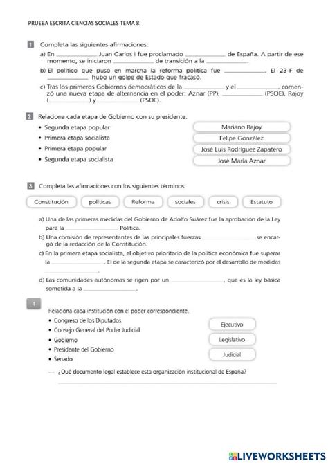 España En El Siglo Xx Online Exercise For Live Worksheets