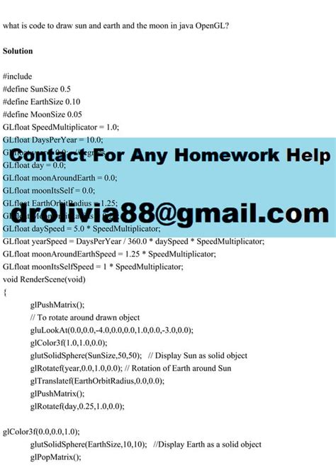 What Is Code To Draw Sun And Earth And The Moon In Java Openglspdf