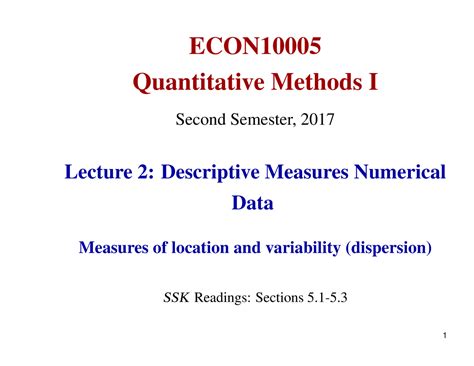 QM Lec S Lecture Note ECON Quantitative Methods I Second Semester Lecture