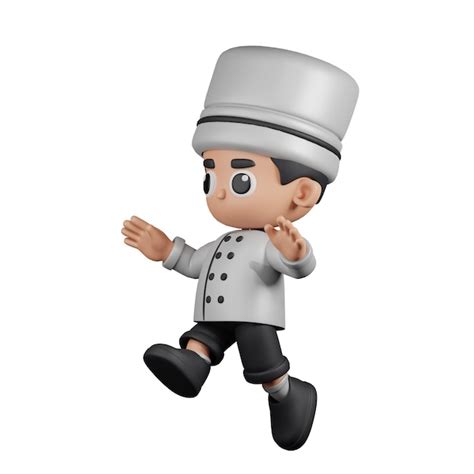Premium Psd 3d Character Chef Jumping Celebration Pose