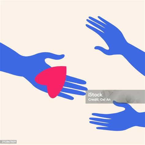 주고받는 친절 손바닥 마음과 손 도움이 필요해 플랫 벡터 일러스트 사랑 자선 자선 및 기부의 개념 손으로 그린 디자인 카드 배경 만화 스타일 개념에 대한 스톡 벡터 아트 및