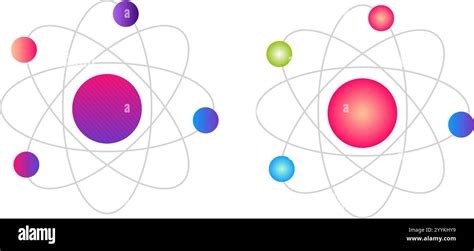Atom Structure Model Illustration With Atomic Particles Stock Vector