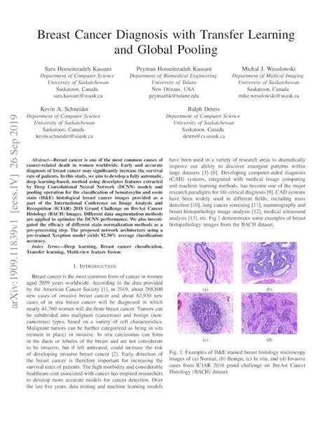 Pdf Breast Cancer Diagnosis With Transfer Learning And …breast Histopathology Image Analysis