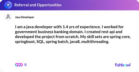 I Am A Java Developer With 1 4 Yrs Of Experience Fishbowl