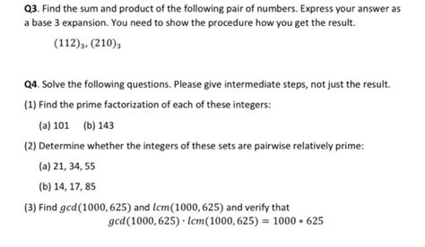 Solved Q Find The Sum And Product Of The Following Pair Of Chegg Com